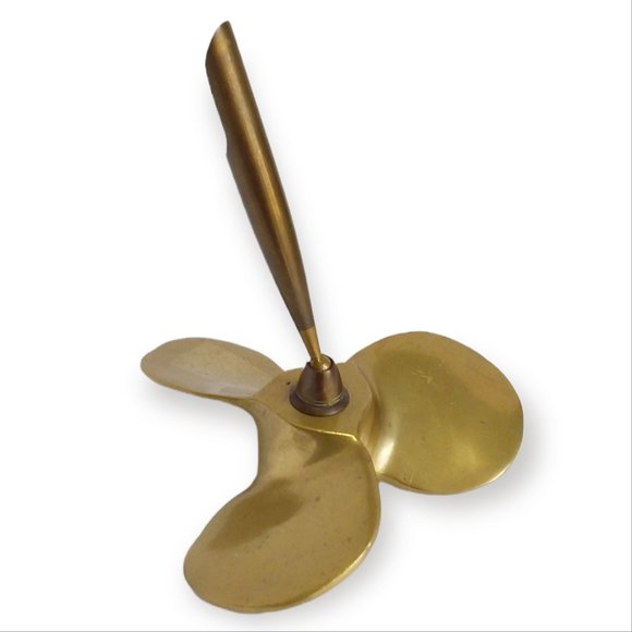 Office | Vintage Solid Brass Propeller Swiveled Pen Holder Nautical ...